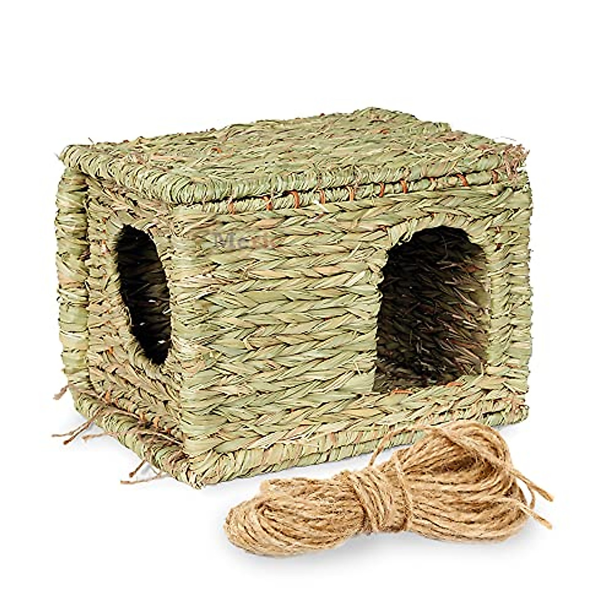 Meric Chinchilla & Chihuahua Hut with Cage Accessories, Hay House Bed, Cat, Puppy & Kitten Hideout and Bedding, Dual Opening, 1 Pc