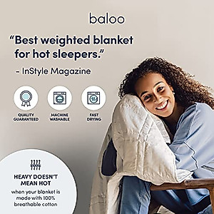 Baloo Soft 12lb Weighted Throw Blanket with Removable Linen Cover - Heavy Cotton Quilted Blanket - Blush Pink, 42x72 inches Living