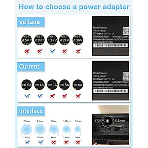 Aclorol Replacement Charger 12V 1A 0.6A 0.8A 0.5A Power Supply Universal AC Adapter 100V-240V AC to DC 12Volt Power Adapter w/10 Tips 12V 1000mA 800mA Power Cord for LED Strip Pixel Router CCTV Camera