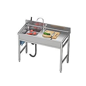 Outdoor garage sink,Stainless Steel utility commercial sink,kitchen sink with faucet,1 Compartment sink,Industrial station laundry & utility room sinks,Pet Wash Station,for Patio Restaurant. (Size :