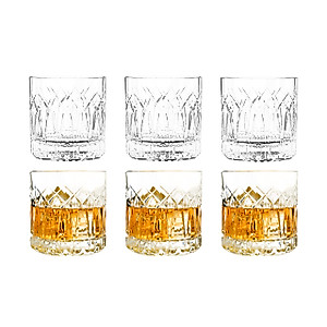 LEMONSODA Premium Double Rock Old Fashioned Whiskey Glasses - Set of 6 Cocktail Glasses for Scotch, Whiskey, Bourbon and Cognac - Vintage Arch Design - Gifts for Men (12 fl. oz.) (Arch)