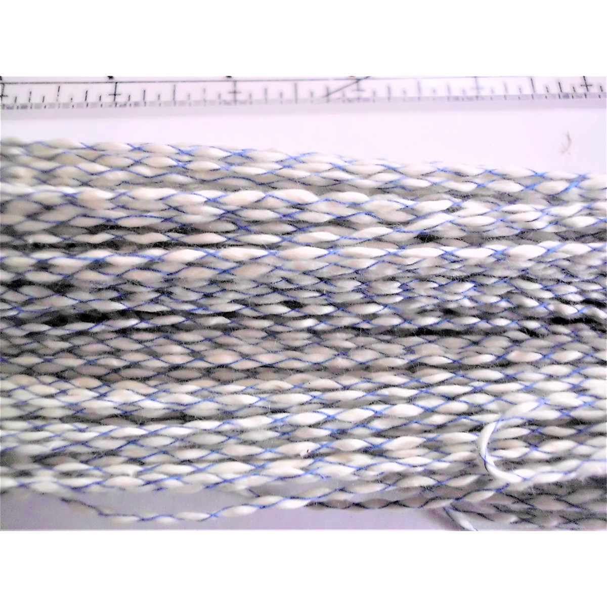 Cream White Softball Cotton with Blue Net Wrap Fancy Ply Knitting Crochet Yarn