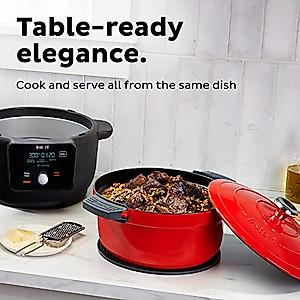 Instant Pot, 6-Quart 1500W Electric Round Dutch Oven, 5-in-1: Braise, Slow Cook, Sear/Sauté, Cooking Pan, Food Warmer, Enameled Cast Iron, Free App With 50 Recipes, Perfect Wedding Gift, Red