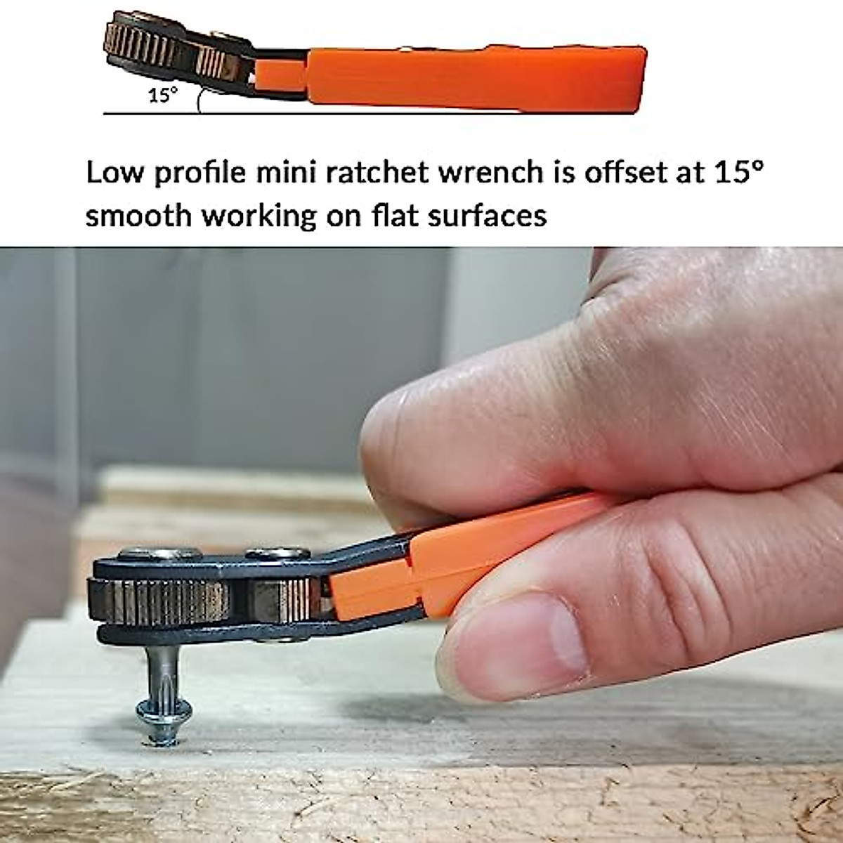 NordWolf 20-Piece Low Profile Mini Reversible Ratchet Wrench and Bits Set, Includes Square Head/Phillips/Pozidrive/Torx Security/Hex/Slotted Bits in Storage Case