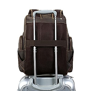 Taertii Full Grain Mens Leather Backpack for 15.6" Laptop Large Capacity 32L Multi Pockets Travel Work Hiking Daypacks