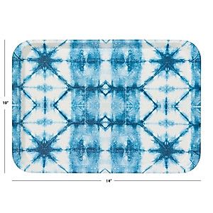 C.R. Gibson Americana Tie Dye Reusable Serving Tray Melamine Platter, 10" W x 14" L, Blue