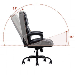 DYHOME Office Chair High Back Black Leather Executive Ergonomic Lumbar Support, Big and Tall Comfortable Home Office Computer Desk Chair Metal Base Modern Managerial Chair