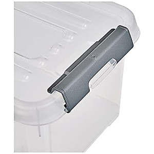Curver Storage Box Handy Plus with lid 6L in Transparent/Silver, 29.5 x 19.5 x 14 cm