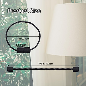 YSTDHL 4 Pack Magnetic Curtain Tiebacks, Minimalist Curtain Holders, Weave Rope Curtain Tie Backs, Modern Elegant Decorative Drapes Accessories (Black)