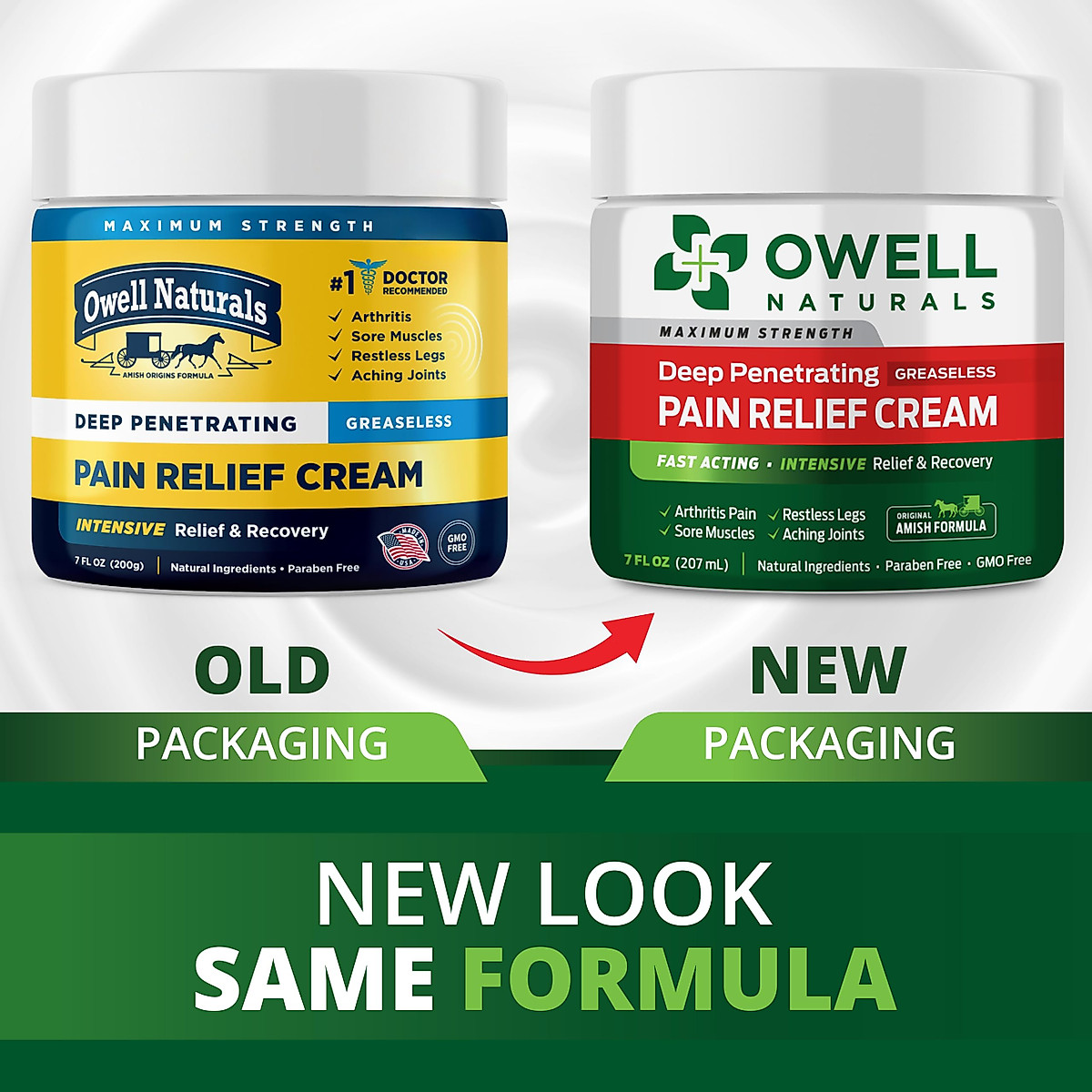 OWELL NATURALS Arthritis Pain Relief Cream - 14oz - Maximum Strength All Natural Discomfort Reliever for Joint, Muscle, Knee, Back, Neuropathy - 11 Powerful Ingredients