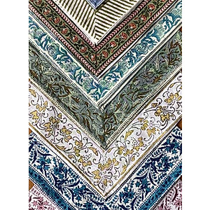 Napkins, Kitchen Towels, Table Decor, Table Linen, Cotton Cloth Border Napkins, Size 20"x 20", Hand Block Print Lunch, Dinner Napkins (Mix Border Napkin, Set of 8-20x20 Inch)