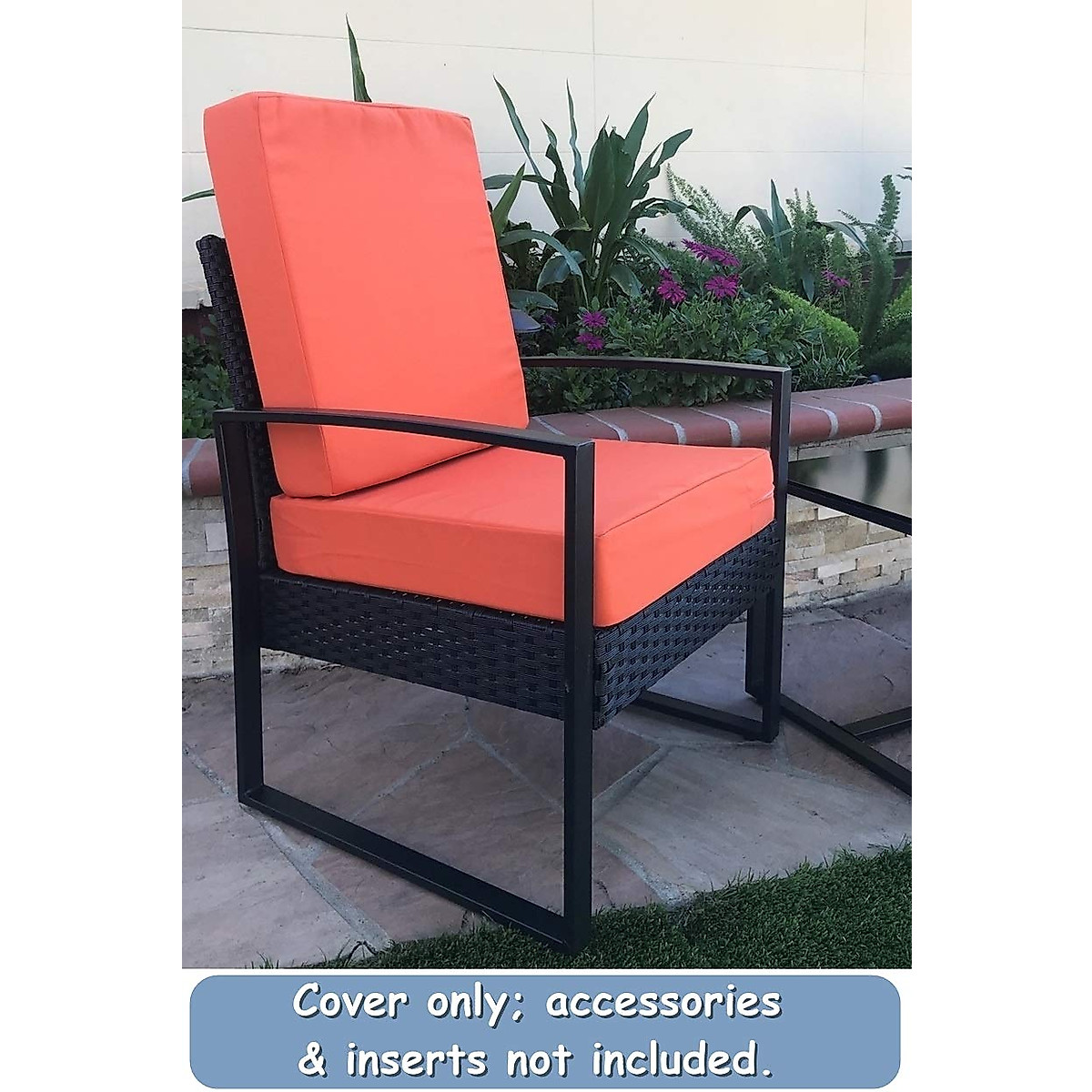 CozyLounge Indoor Outdoor Water Repellent High UV Resistant Patio Chair Cushion Cover (22"x20"x4" (4 Covers), Sunkissed Orange)