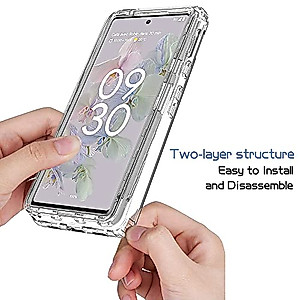 Dzxouui for Google 6A Case with [2 Pack] Screen Protector, Pixel 6A Case, Heavy Duty Shockproof Bumper Full Body Transparent Soft TPU Protection Cover Phone Cases for Google Pixel 6A, Clear