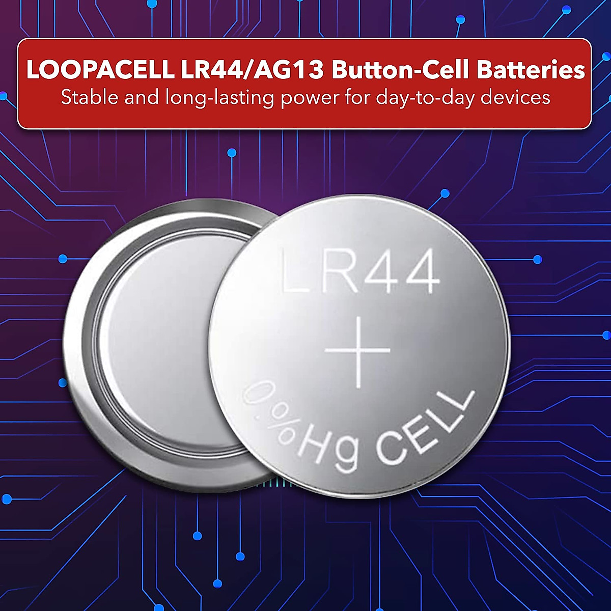 100 Pack LOOPACELL LR44 AG13 357 L1154 A76 Button-Cell Batteries