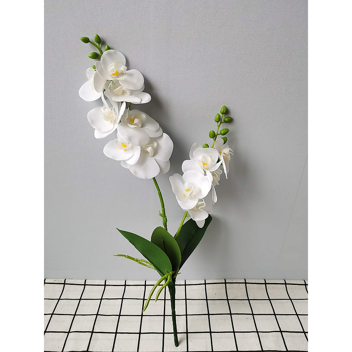 Suandsu 1 Bouquet Artificial Phalaenopsis Fake Butterfly Orchid Home Hotel Office Garden Craft Art Decor 19'' High White