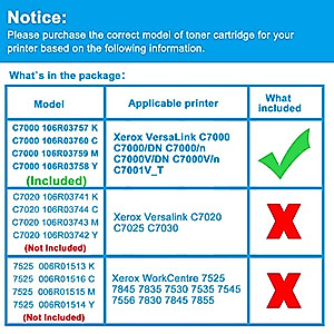 LCL Compatible Toner Cartridge Replacement for Xerox Versalink C7000 C7000 DN C7000 n C7000V DN C7000V n C7001V_T 106R03757 106R03760 106R03759 106R03758 High Yield (Black Cyan Magenta Yellow 4-Pack)