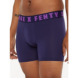 Savage X Fenty, Men's, Boxer Briefs, Matte logo elastic waistband, Front contour pouch, Cotton, Navy Blue, L