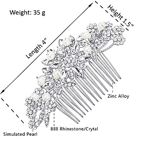 Hapibuy Crystal Wedding Hair Comb Bridal Hair Comb Pearl Wedding Headpiece Silver Hair Accessories