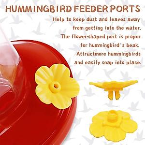 20 Pieces Hummingbird Feeders Replacement Flowers with Cleaning Brush, Bird Feeder Replacement Parts Feeding Ports Hummingbird Feeders for Outdoors
