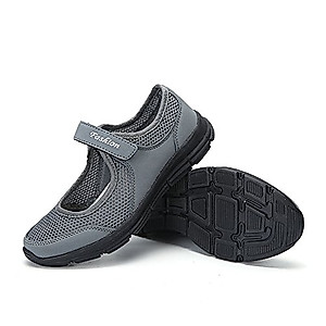 Fululuer Women's Breathable Mary Jane Shoes Buckle Casual Walking Slip On Sneakers Air Cushion Nurse Shoes Comfortable Mesh Velcro Walking Shoes Outdoors Lightweight Breathable Slip On Sneakers