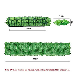 NyShine Artificial Privacy Fence Screen, 39'' x 118'' Ivy Fence Covering Faux Vine Leaf Panels Decoration Patio Privacy Green Wall for Indoor Outdoor Garden Yard Backyard