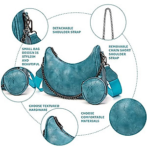 Small Crossbody Hobo Handbags for Women, Multipurpose Soft Shoulder Bag Lightweight Retro Tote Bag with Coin Purse 2pcs/set