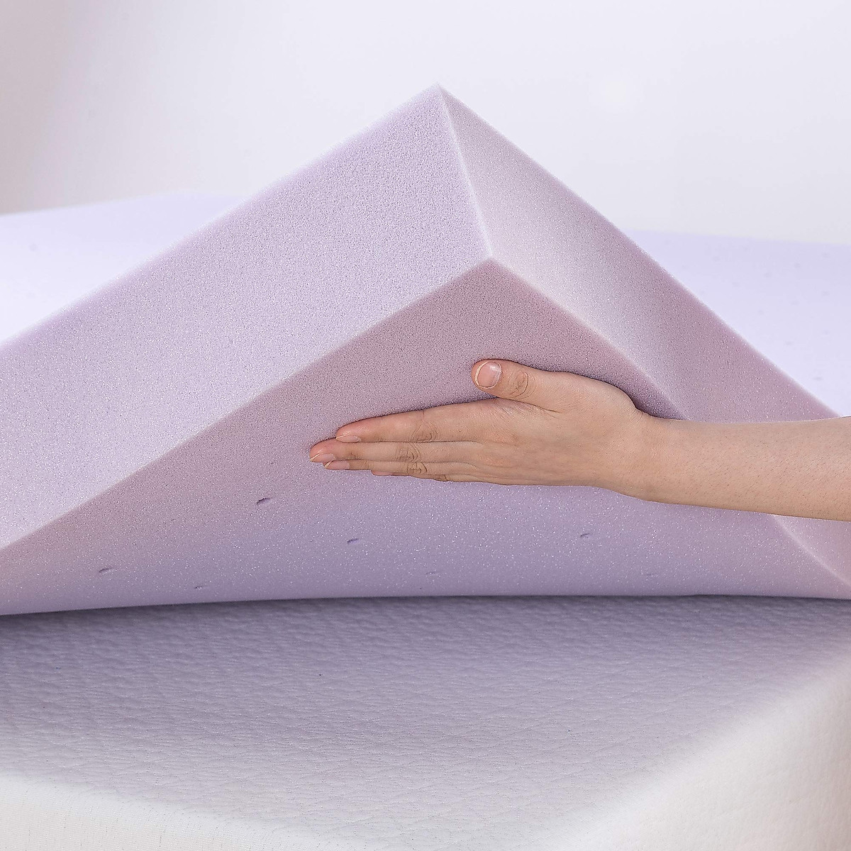 Mellow 4 Inch Ventilated Memory Foam Mattress Topper, Soothing Lavender Infusion, CertiPUR-US Certified, Short Queen