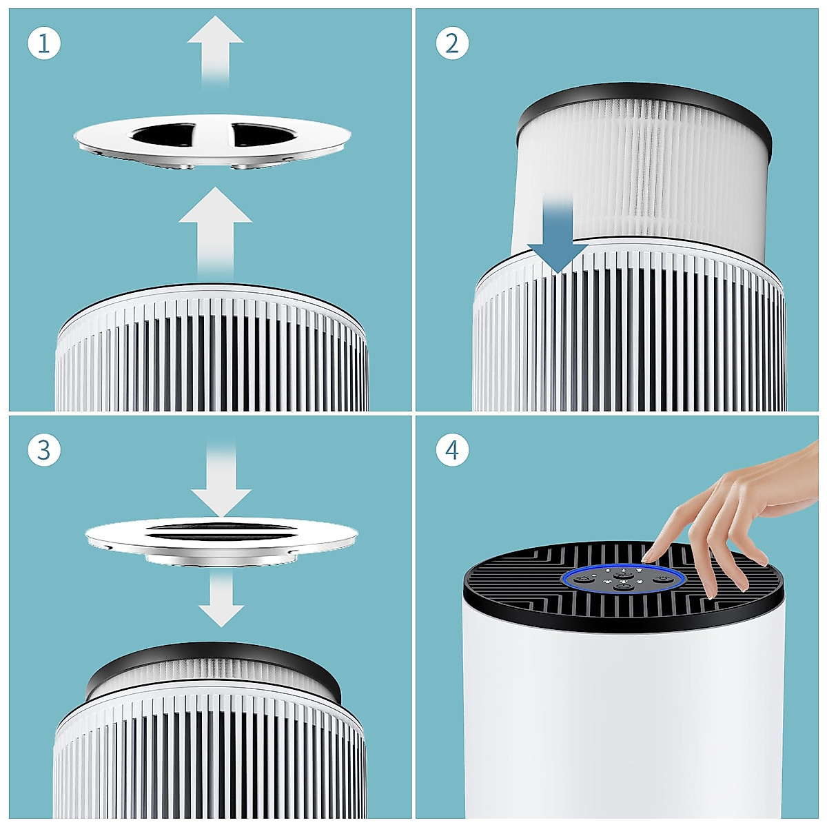 XBWW 2 Packs BW301 Replacement Filters Compatible with MORFY BW301 and AGILEBOW BW301 Air Cleaner Purifier, 3 in 1 filter with H13 True HEPA and Activated Carbon FIlter with Extra 4 Pieces Aroma pads