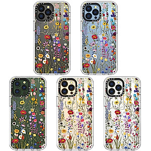 MOSNOVO Case for iPhone 13 Pro Max, [Buffertech 6.6ft Military-Grade Drop Protection] [Anti Peel Off Tech] Clear TPU Bumper Phone Case Cover Design - Wildflower Meadow