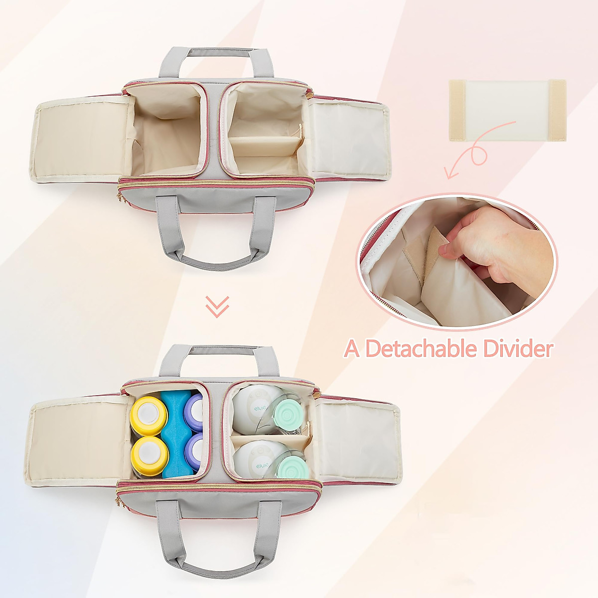 Damero Wearable Breast Pump Bag Compatible with Elvie Breast Pump and Most Medela Electronic Pumps, Tote Bag for Wearable Breast Pump, Pump Parts and Ice Pack, Patent Design