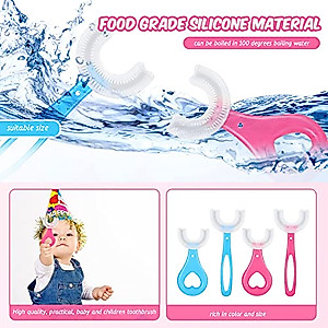 12 Pieces Kids U Shaped Toothbrush 360 Degree Toddler Whole Mouth Toothbrush Oral Teeth Cleaning Soft Silicone Massage Toothbrush with Handle for Kids Baby Toddler Boys Girls, 2 Sizes