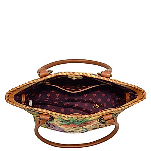 Anuschka Women’s Hand-Painted Genuine Leather Drawstring Shopper Bag - Caribbean Garden