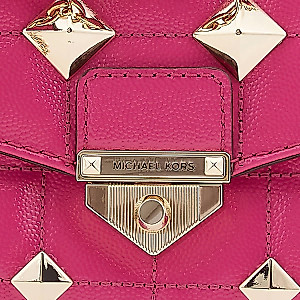 Michael Kors Ladies Wild Berry Soho Small Studded Quilted Patent Leather Shoulder Bag