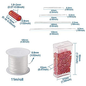 Craftdady 6400Pcs 24 Colors Glass Bugle Seed Beads 4.6-5mm Tube Spacer Loose Pony Beads with 4Pcs Big Eye Beading Needles, 2 Rolls Crystal Thread for Jewelry Making