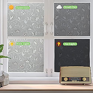 DKTIE Static Cling Decorative Window Film with Installation Tools, Non Adhesive Privacy Film, Window Privacy Film Decorative Butterflies, Window Film Frosted Glass (01, 17.7 x 78.7 Inch)