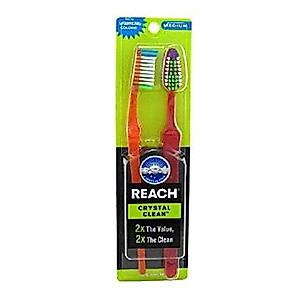Reach Crystal Clean Value Count Toothbrush, Medium, 2-Count (1 Pack)