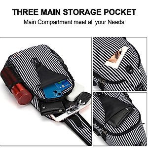 Lumesner Sling Bag Crossbody Sling Backpack with USB Charging Port,Water Resistant Shoulder Bag for Men Women,Lightweight One Strap Backpack Chest bag for Hiking,Cycling,Biking