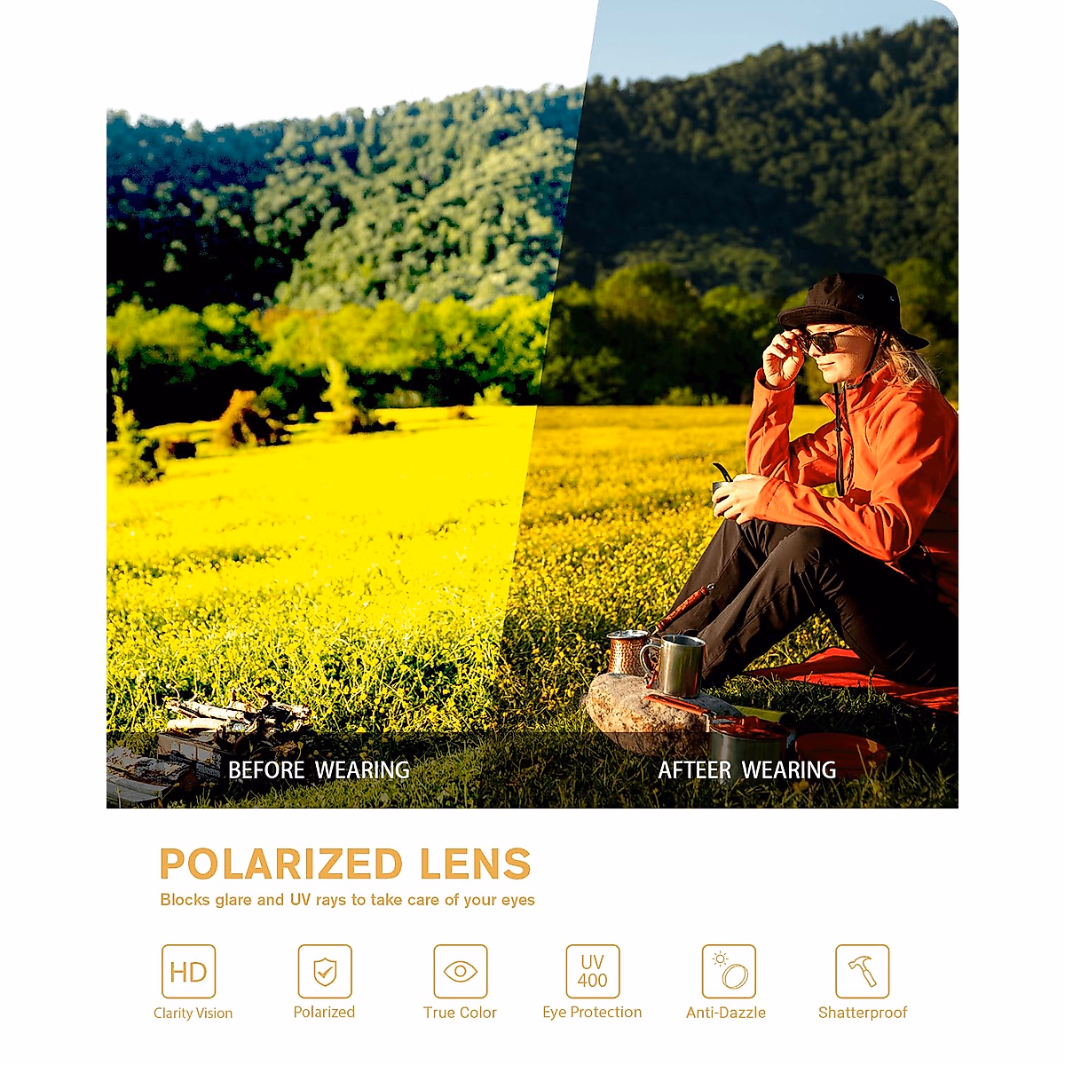 Meeloog Polarized Fit Over Glasses Sunglasses for Women UV Protection, Trendy Square Wrap Around Shades for Driving Riding (P1 Black Frame/Grey Lens)