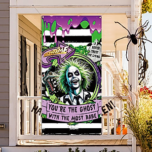 Vohado Door Cover It's Showtime Never Trust The Living Halloween Party Decoration Front Porch Indoor Outdoor Patio Banner Decor