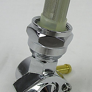 1975-2006 Harley Davidson 22mm Filtered Petcock 90 Degree Elbow Fuel Shut Off Valve - For Use with 1/4" ID Fuel Hose - Replaces HD Part # 62168-81 - Chrome Plated - Motorcycle Chopper Bobber