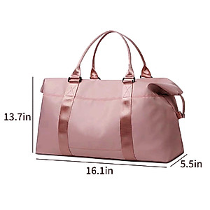 WPODAR Gym Bag for Women, Pink Duffle Bag Tote Bag Shoulder Bag Travel Bag for Women for Plane, Duffle Bag for Swimming Yoga with Dry Wet Separated Pocket for Training