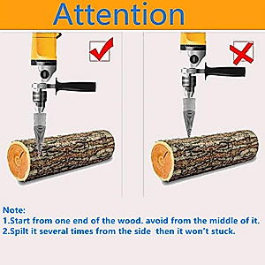 Removable Firewood Log Splitter Drill Bit, Wood Splitter Drill Bits,Heavy Duty Drill Screw Cone Driver for Hand Drill Stick-hex+Square+Round (32MM)