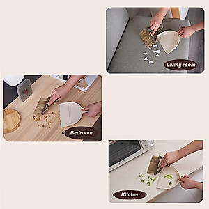 meioro Mini Broom Dustpan Set Cute Little Whisk Broom Hand Brush and Dust Pan, Small Cleaning Sweeper Broom for Desk Keyboard Car Camping Kids Cat Dog-Kitchen Towel Included (Brown)