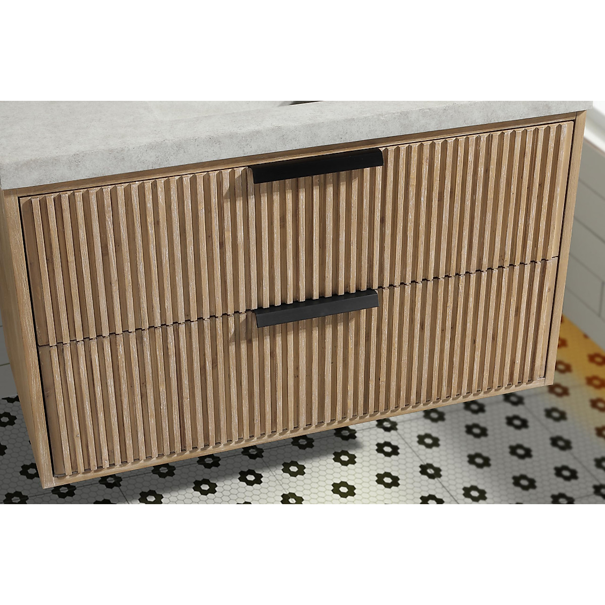 Ari Kitchen & Bath San Diego 36" Floating Bathroom Vanity Weathered Fir