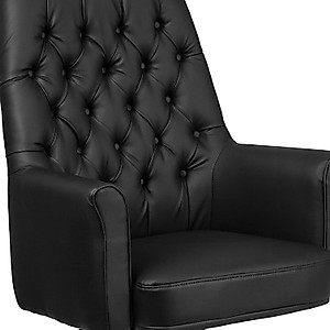 Flash Furniture Hansel Mid-Back Traditional Tufted Black LeatherSoft Executive Swivel Office Chair with Arms