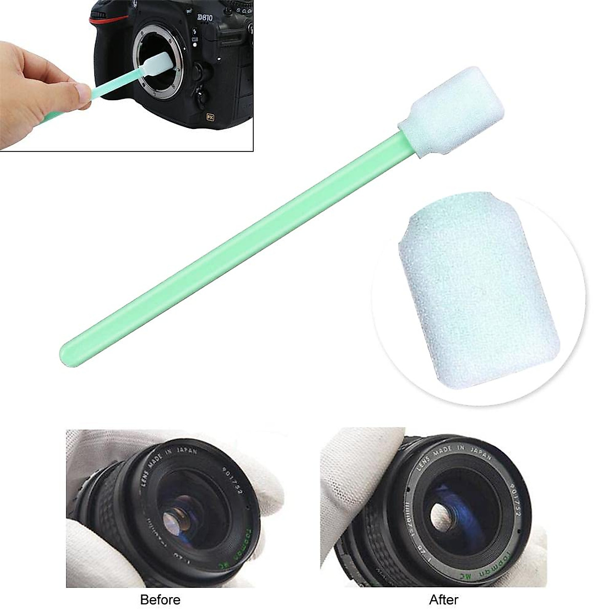 200 PCS Professional Foam Cleaning Swab Sticks for Lab, Dust-Free Cleaning Sponge Tip Swabs for Printer Heads, Scanners, Camera Lenses, Chip Hard Disk Industries, Optical Lenses and Optical Equipment