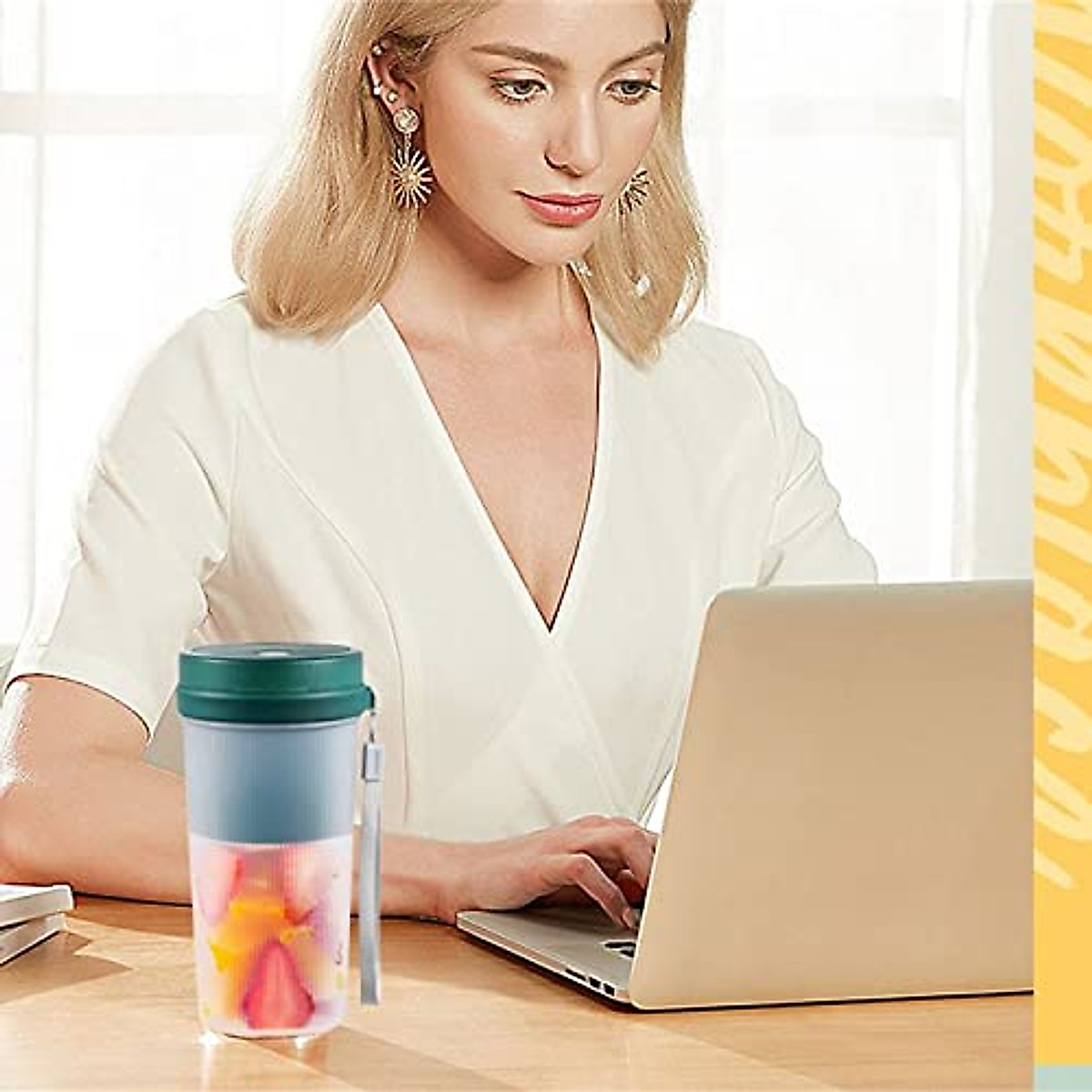 JzcsdkSIL Portable Home Orange Press Fruit Juicer Cup Popular Electric USB Blender Rechargeable Travel Juicer Handheld Maker Personal Blender Cup Compact-fruit