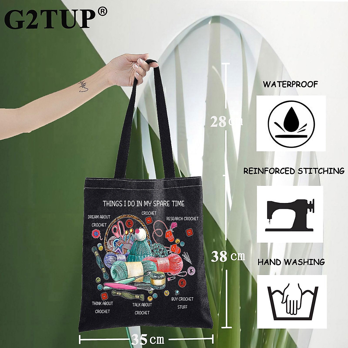 G2TUP Yarn Storage Bag For Knitting Knitter Project Bag Things I Do In My Spare Time Knitting Gift (Things I Do Black)