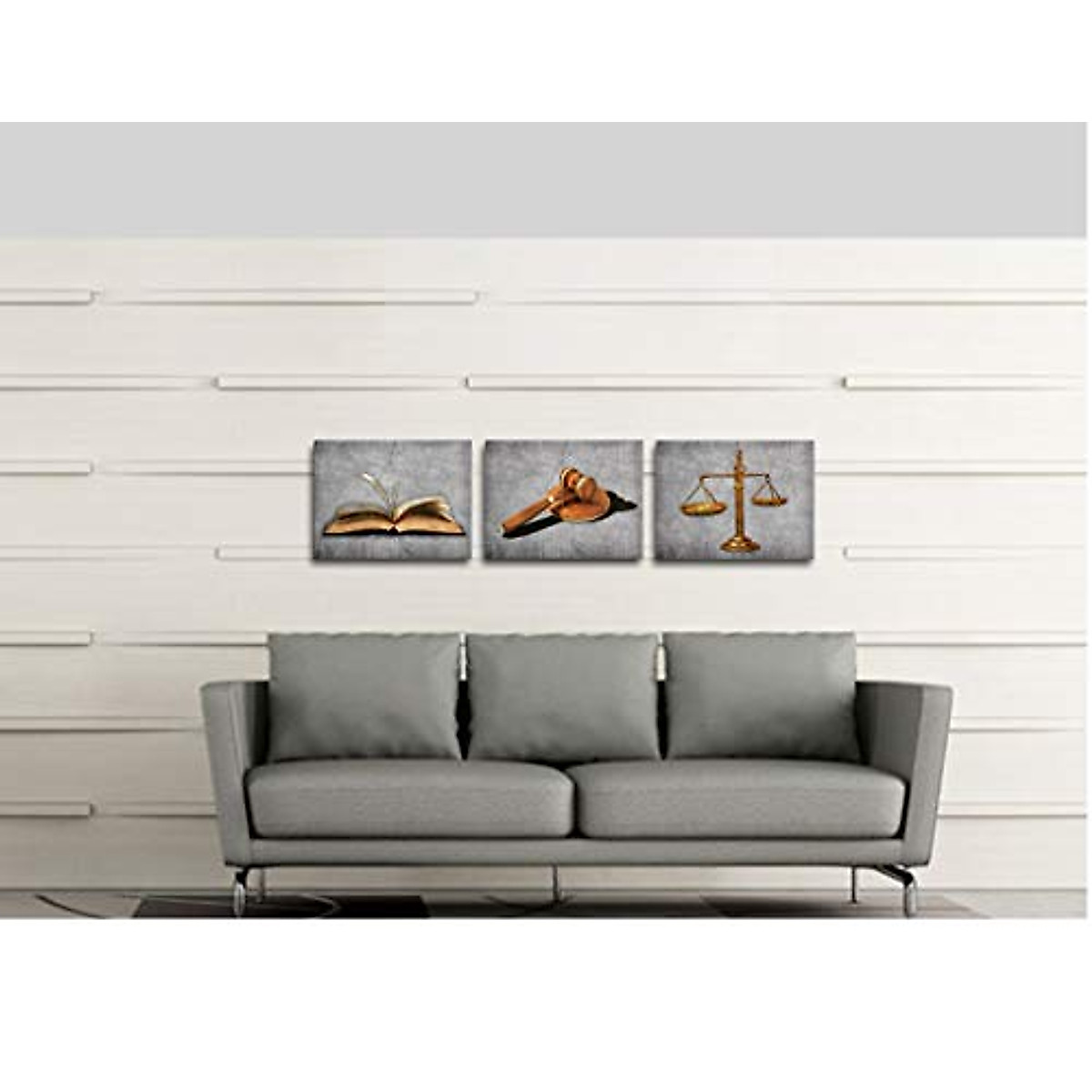 HOMEOART Lawyer Office Decor Painting Black and White Canvas Prints Framed Ready to Hang 12"x16"x3 Panels