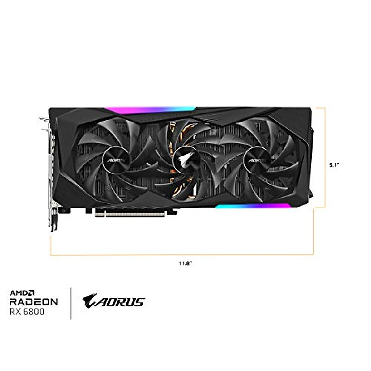 Gigabyte AORUS Radeon RX 6800 Master 16G Graphics Card, MAX-Covered Cooling, 16GB 256-bit GDDR6, GV-R68AORUS M-16GD Video Card